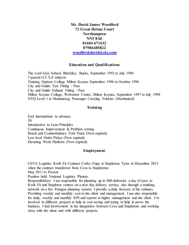 David Woodford CV | DOCX