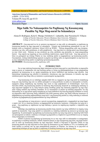 Mga Salik Na Nakaaapekto Sa Paglinang Ng Kasanayang Pasalita Ng Mga Mag ...