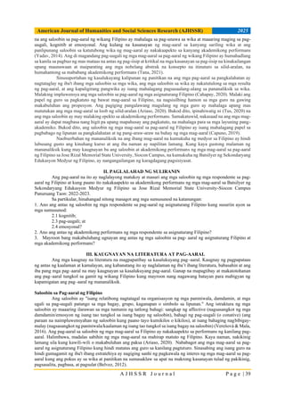 Saloobin Ng Mga Mag-Aaral Sa Pag-Aaral Ng Asignaturang Filipino Kaugnay ...