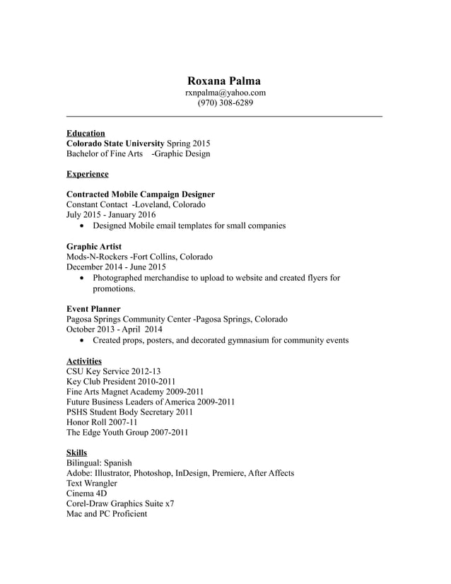 Roxana Palma Resume 2016 | RTF
