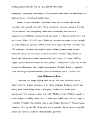 Ambulatory Care in the US Healthcare System, Portfolio Option #1 | DOCX