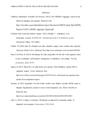Ambulatory Care in the US Healthcare System, Portfolio Option #1 | DOCX