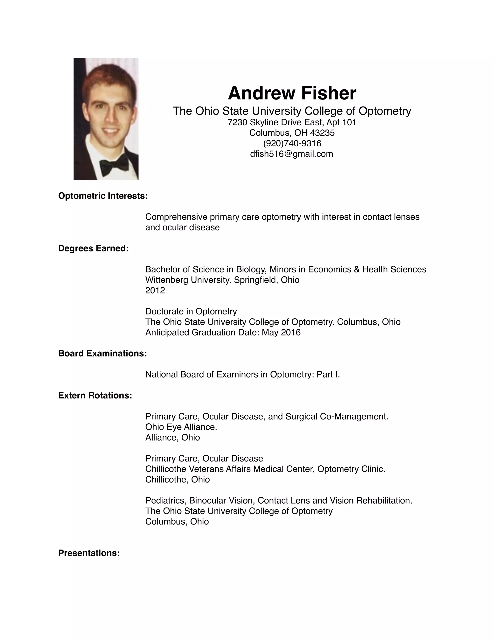 Drew Fisher CV 2016 PDF | PDF | Eye and Vision Conditions | Diseases ...