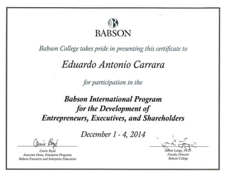Diploma Babson 2014 | PDF