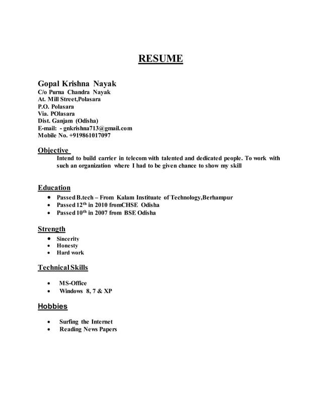 Gopal Krishna Nayak resume | PDF