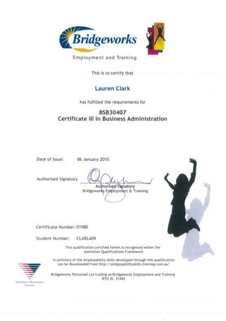 Certificate III in Business Administration | PDF