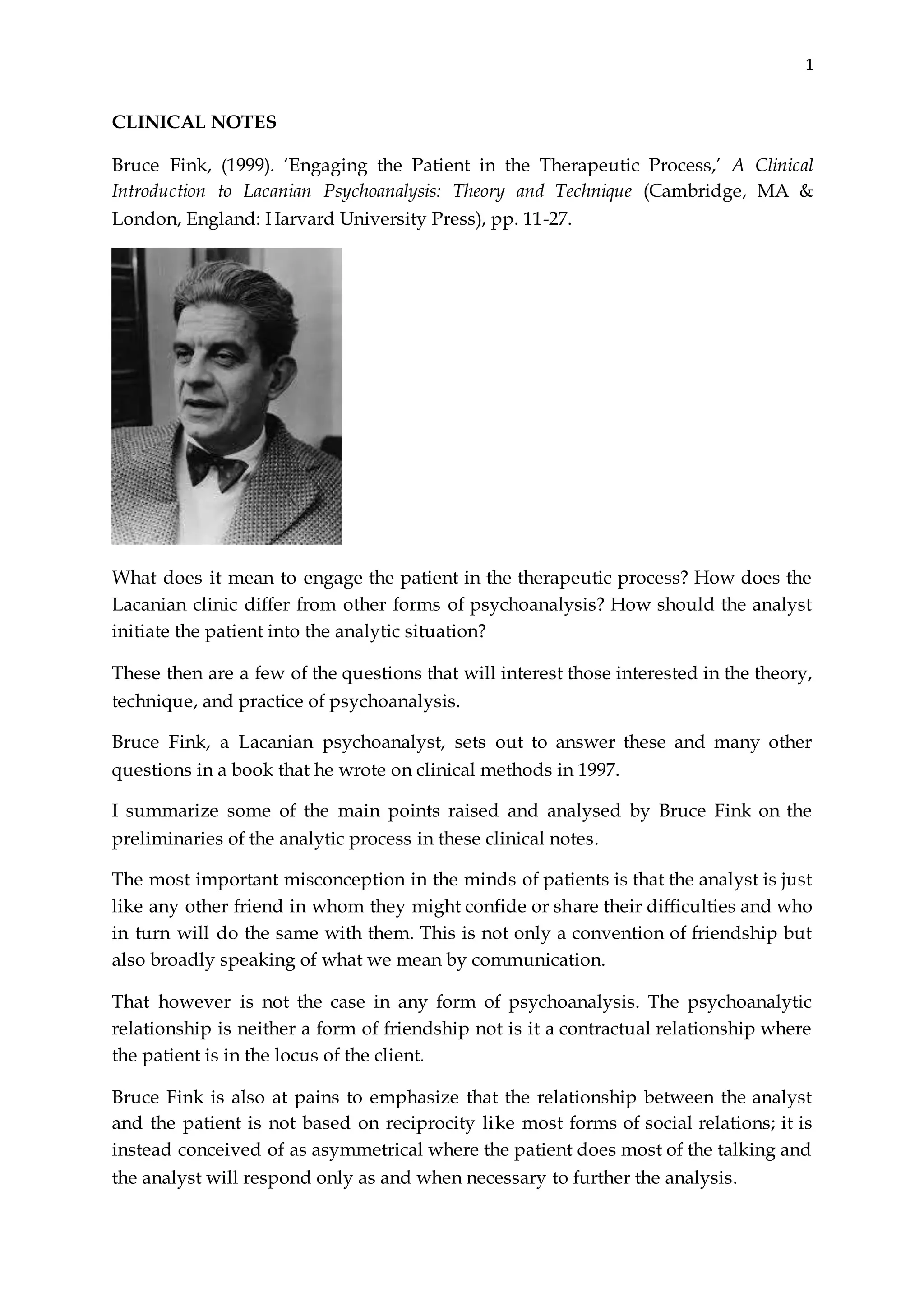 Bruce Fink on 'Engaging the Patient' | DOCX