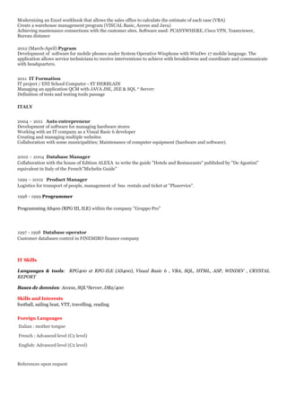 CV PaoloENG | DOC | Databases | Computer Software and Applications