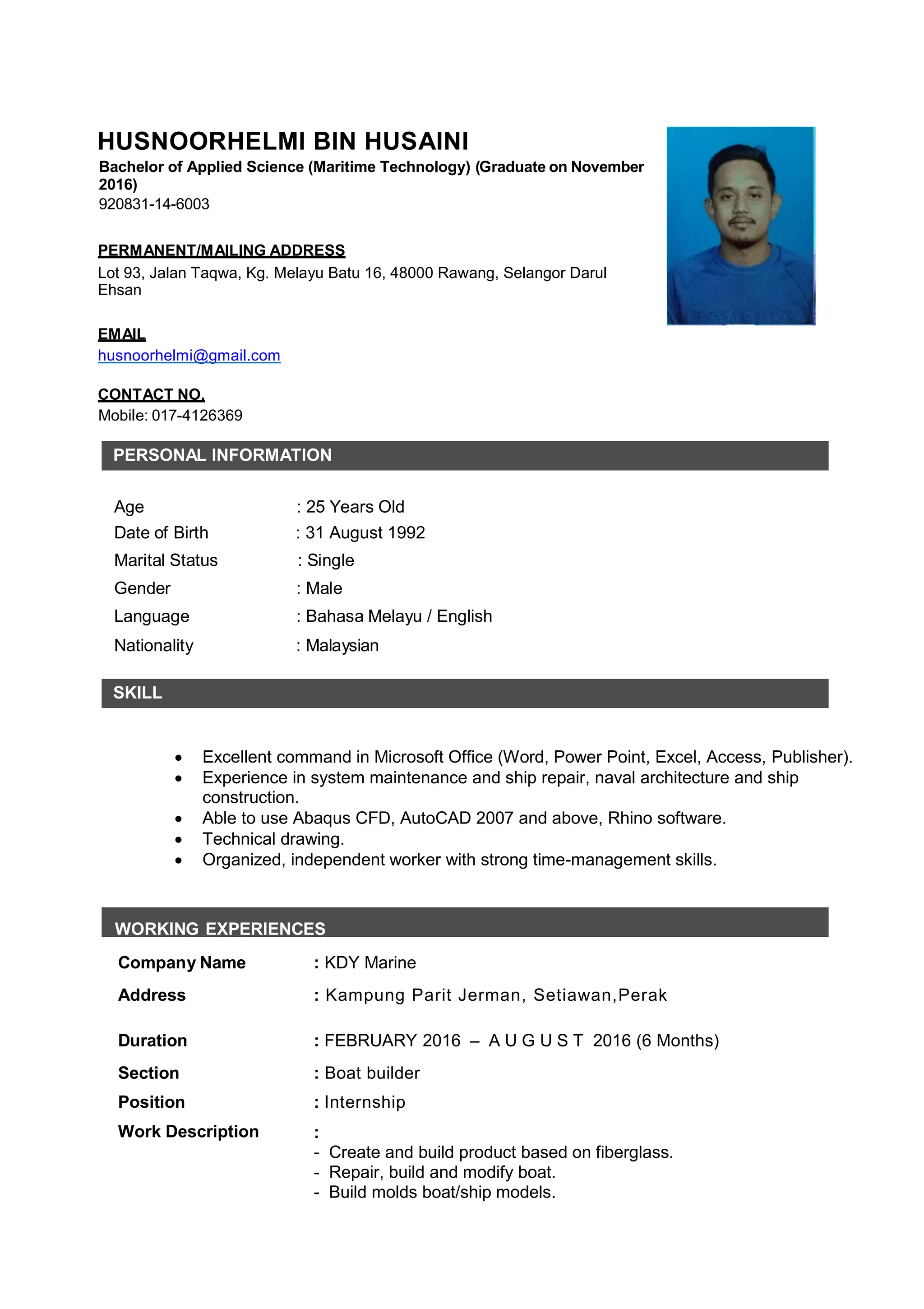 RESUME HUSNOORHELMI | PDF