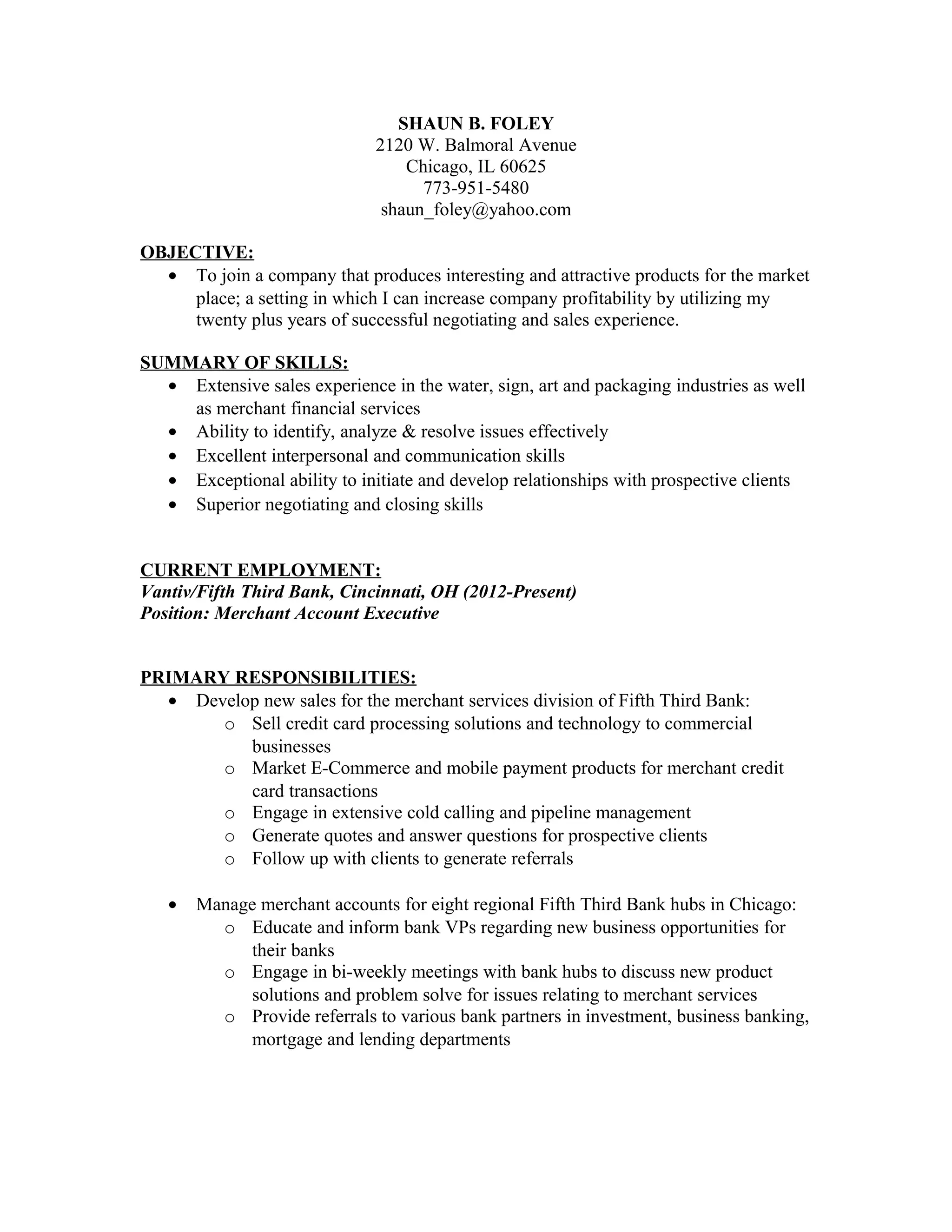 Shaun Foley Resume 3 | DOC