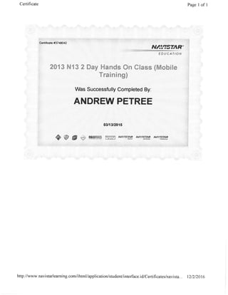 Navistar Certificates | PDF