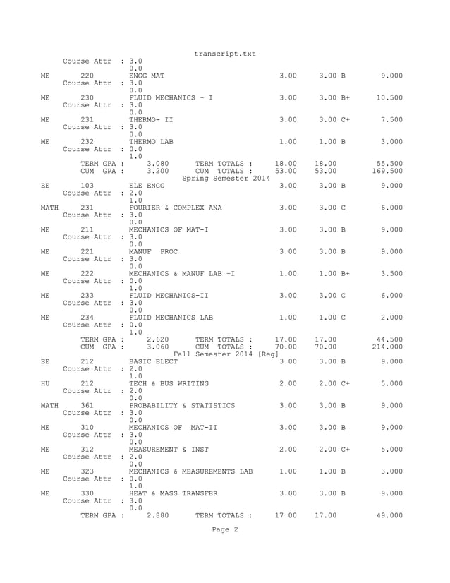 Ahmed Transcript | PDF | Undergraduate Education | College Education