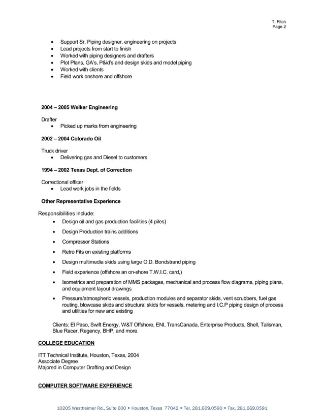 Resume - Timothy Fitch - Mech Design | DOC | Civil Engineering Industry ...