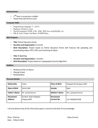 VIKAS_PARMAR_NIT-ALD_RESUME | PDF