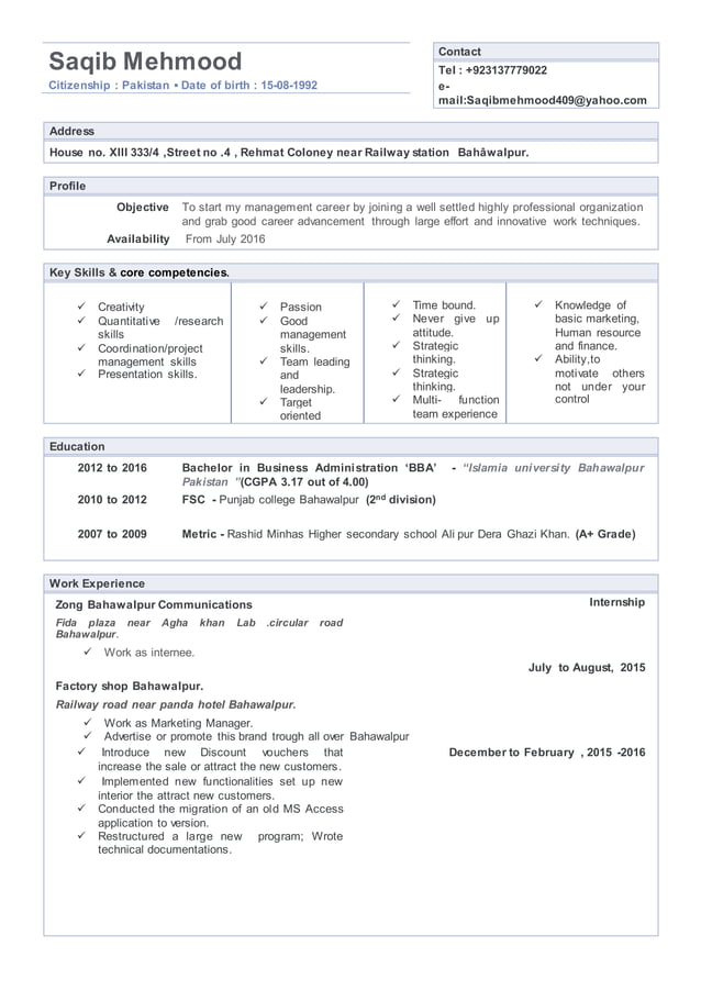 saqib cv - Copy | DOCX