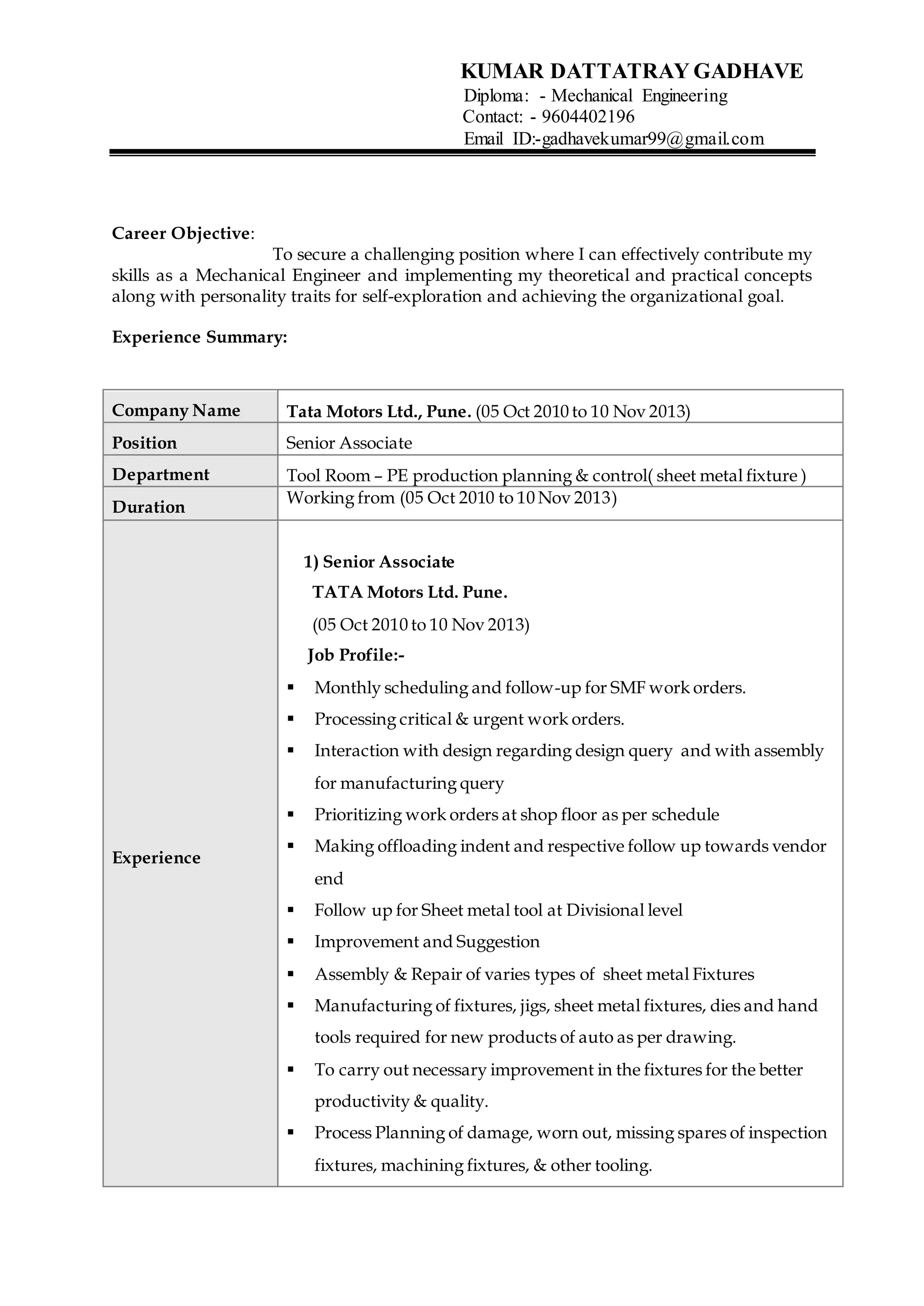 KUMAR resume | DOCX