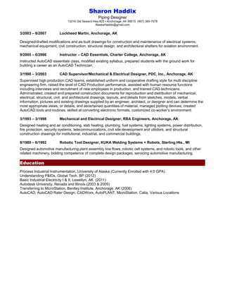 PipingDesigner Sharon Haddix Resume | DOC