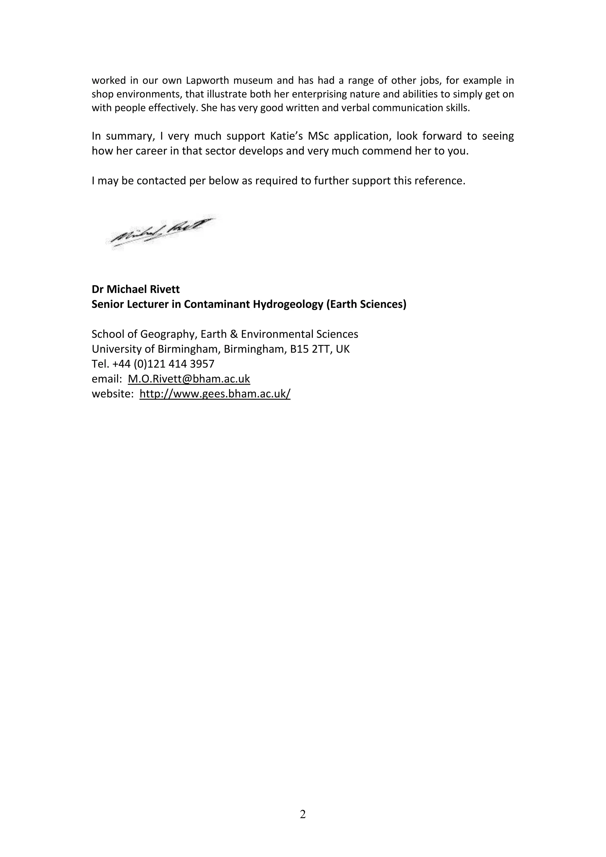 Reference for Katie Swinden by Rivett 27-3-15 | PDF