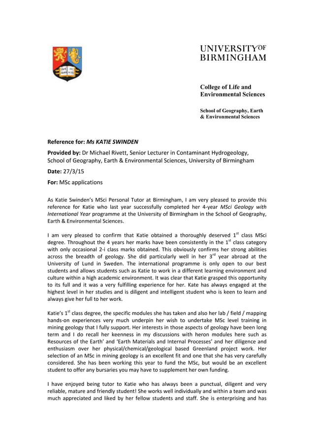Reference for Katie Swinden by Rivett 27-3-15 | PDF