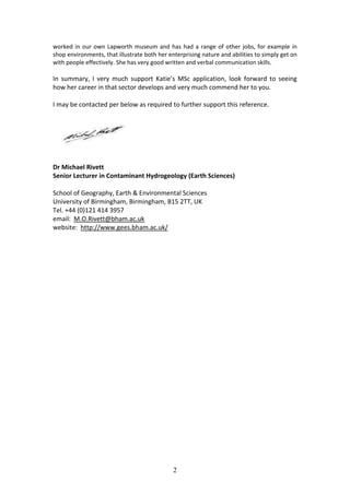 Reference for Katie Swinden by Rivett 27-3-15 | PDF
