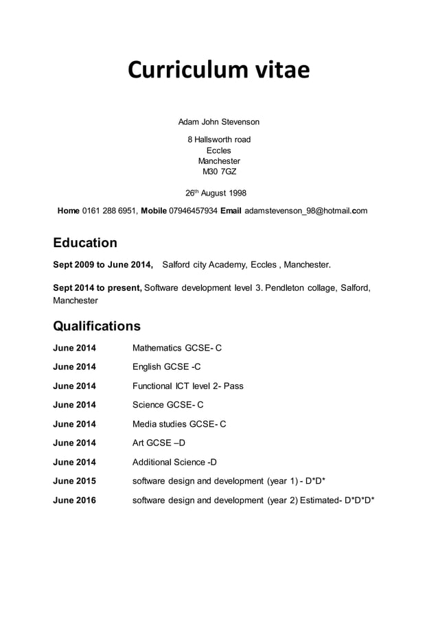 Curriculum vitae adam (1) | PDF