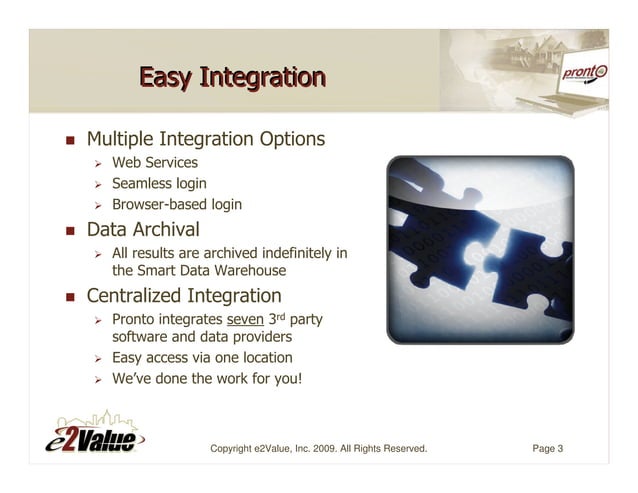 e2Value Pronto Brochure 3 09 | PPT