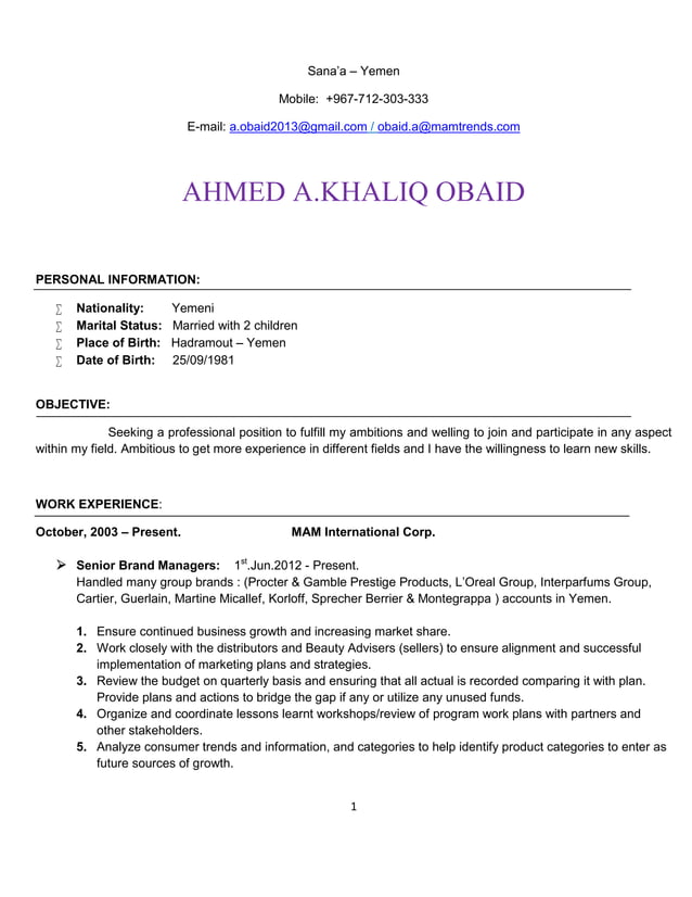 Ahmed Obaid -CV | PDF