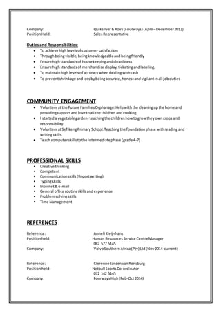 Faith job application CV | DOCX
