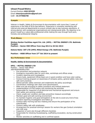 I.P. Mishra- Resume | DOC