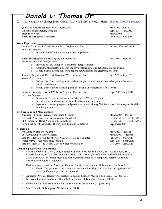 Donald Thomas Resume Updated 2014 | PDF