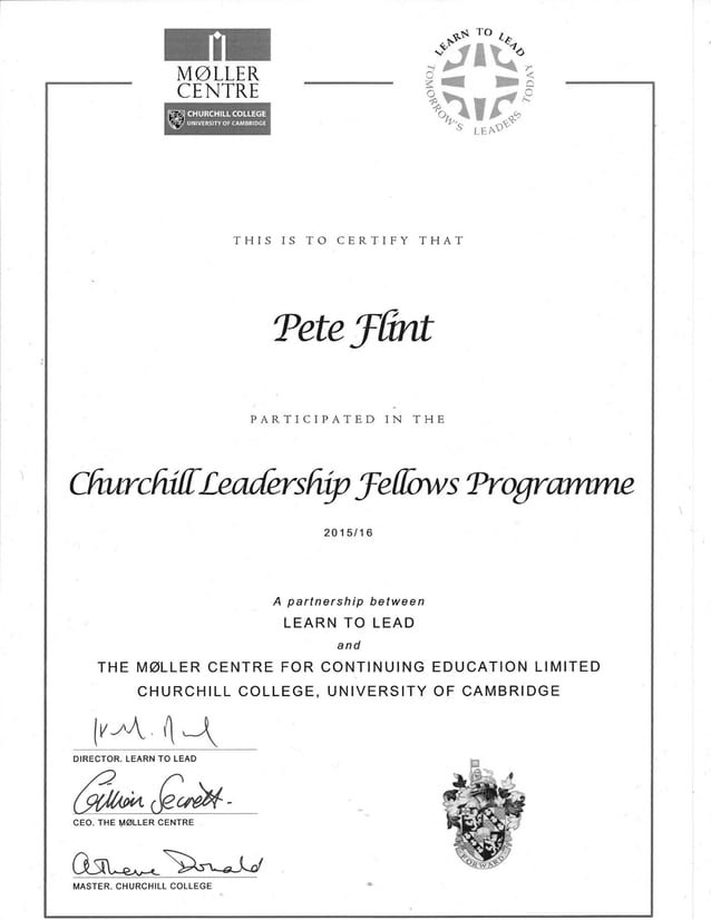 Chruchill Leadership Fellow Certificate | PDF