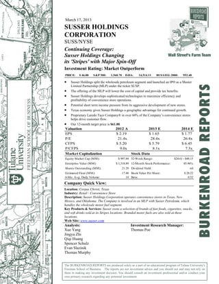 Susser Holdings Corporation Burkenroad Investment Research Report ...