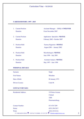 cv_Asst SHEQ Manager M.Singh_2015 | PDF