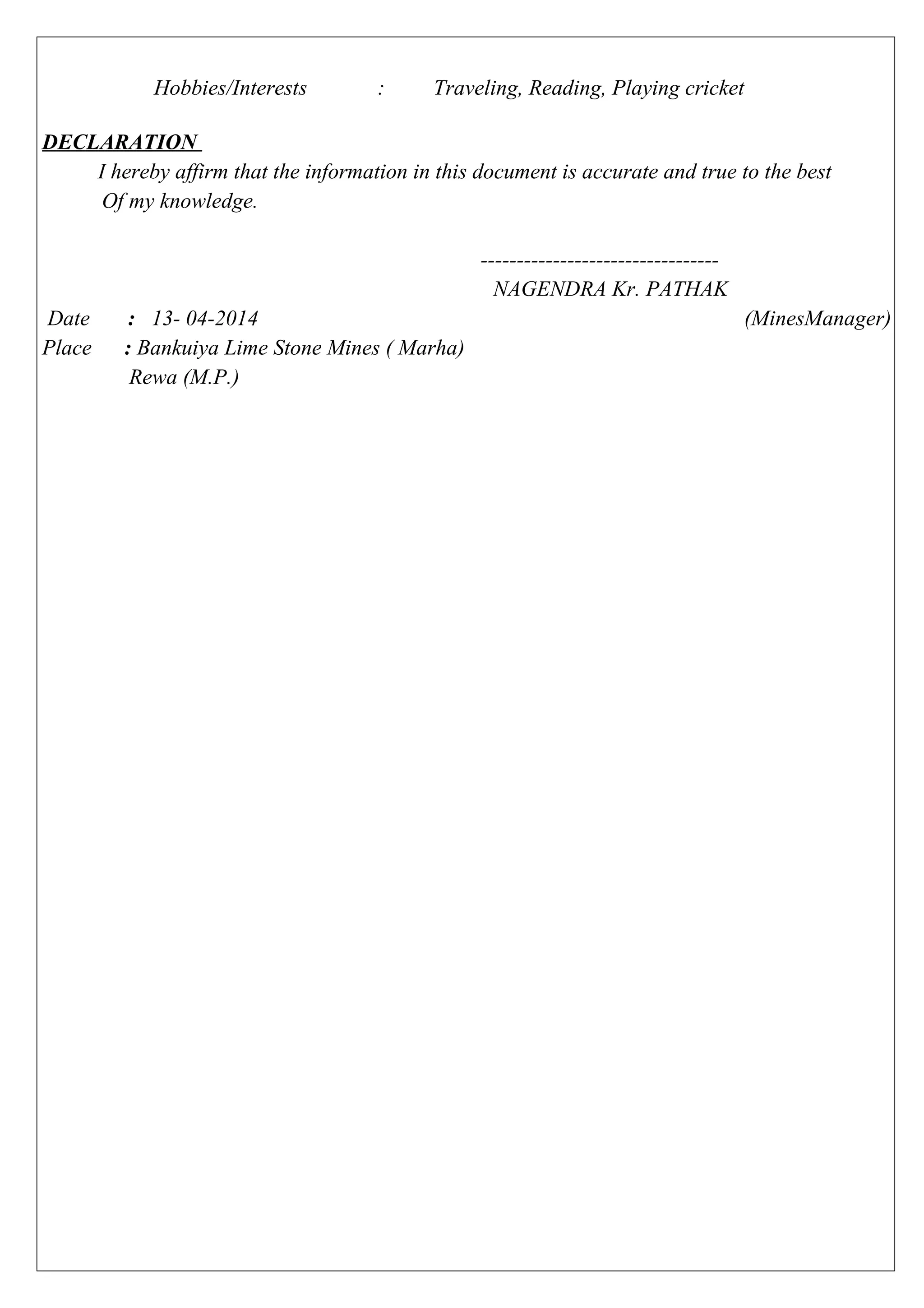 Nagendra Pathak (CV) | PDF