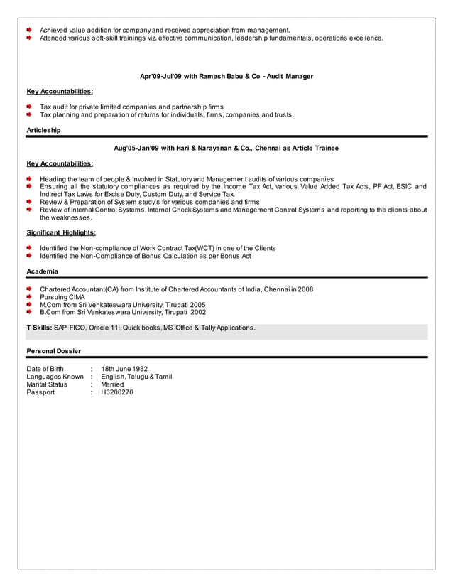 CA Sandeep Resume | DOCX