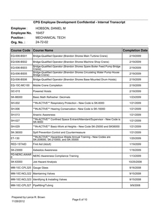 Dan Hobson Training Transcript | PDF