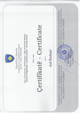 çertifikata e Ard Reshanit | PDF