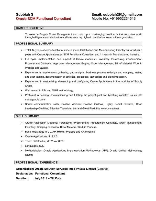 Subbiah Sudalaimuthu_SCM_Functional_Consultant_Resume | DOC | Business | Business and Finance
