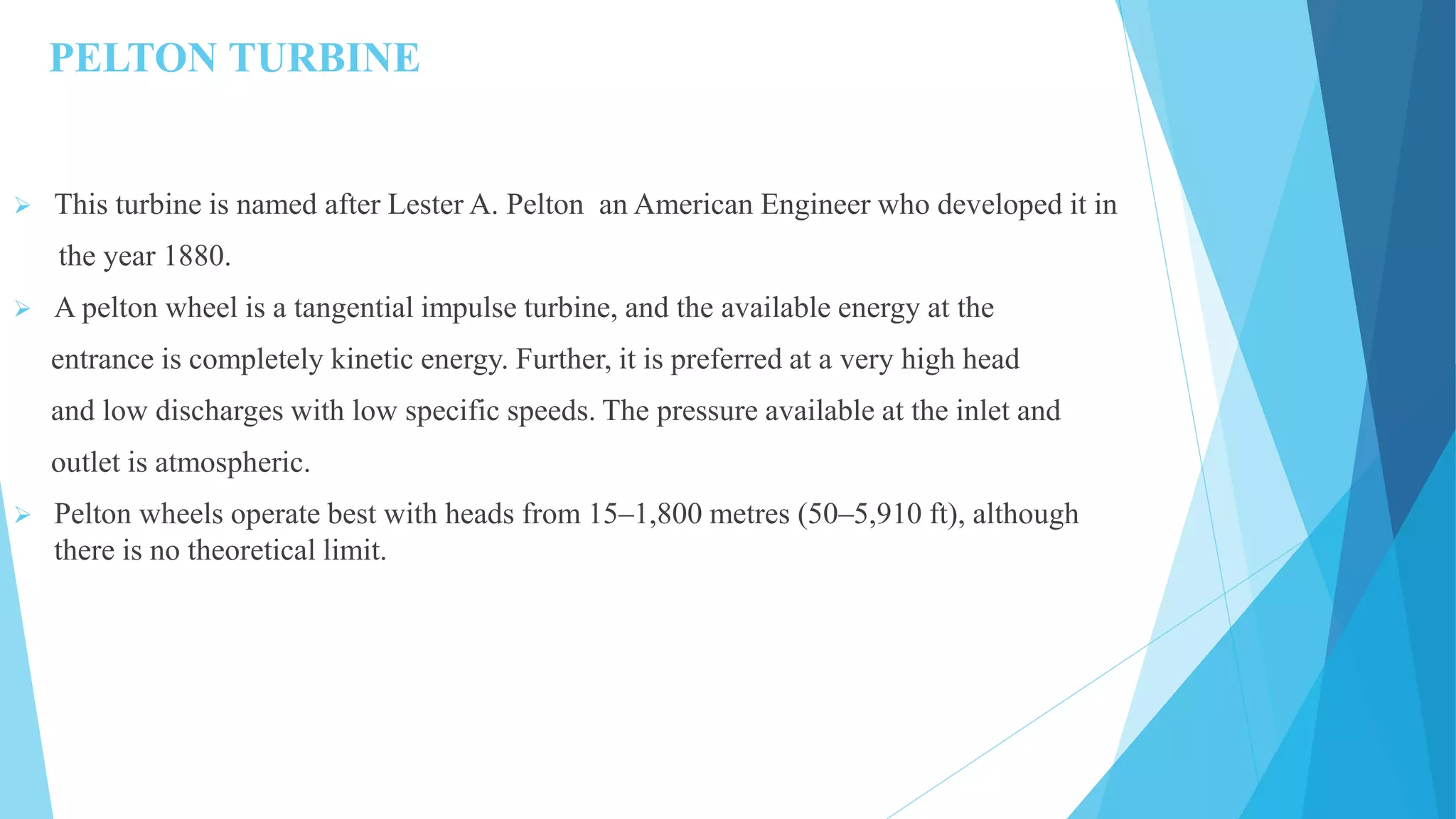 PELTON WHEEL TURBINE | PPTX