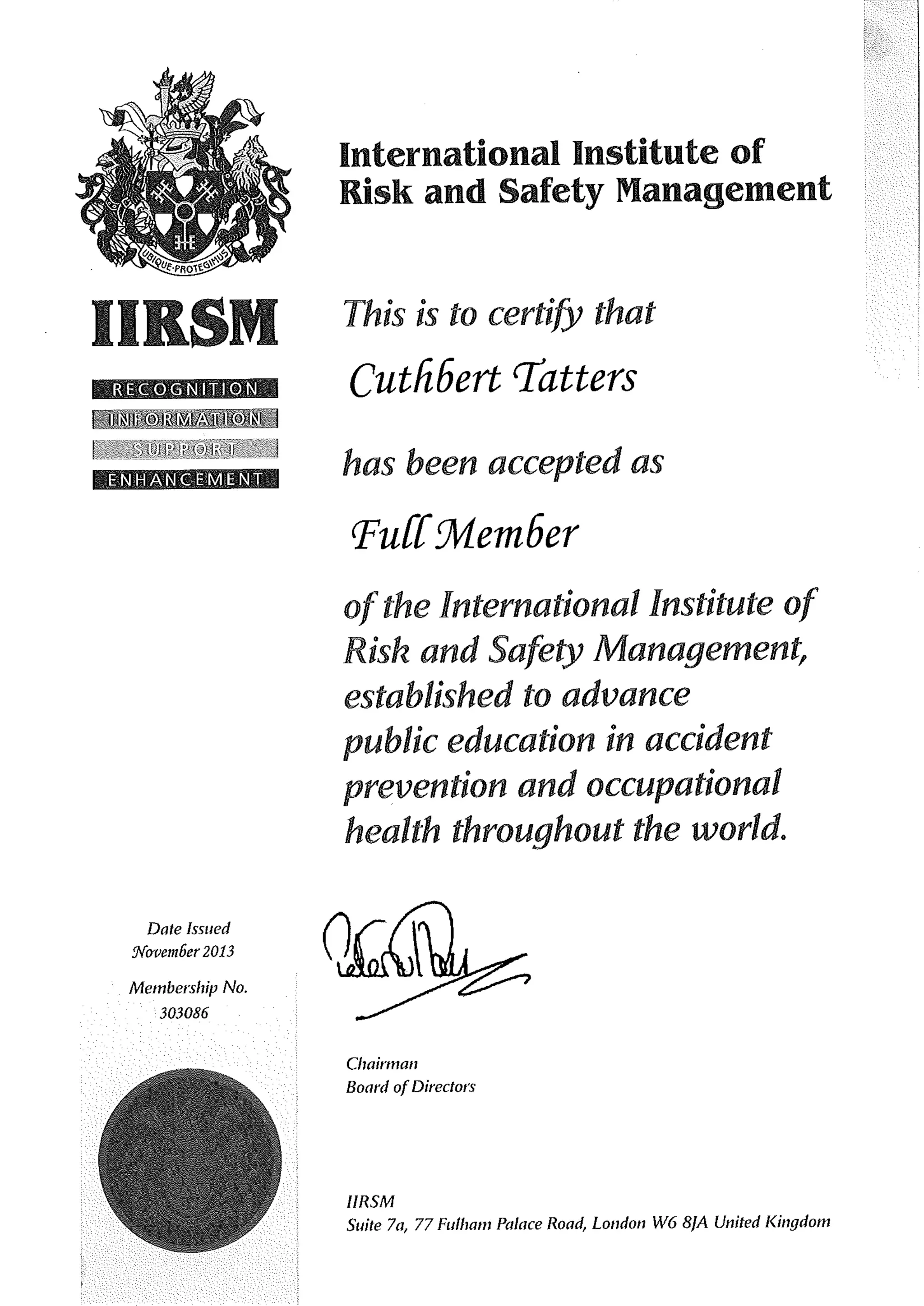 IIRSM Membership 2013 | PDF