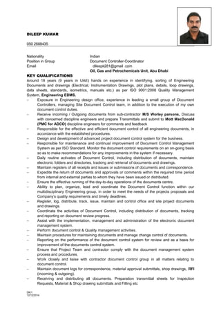 Dileep-Resume-ADCO | PDF