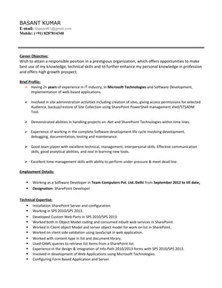 Basant Resume | DOC