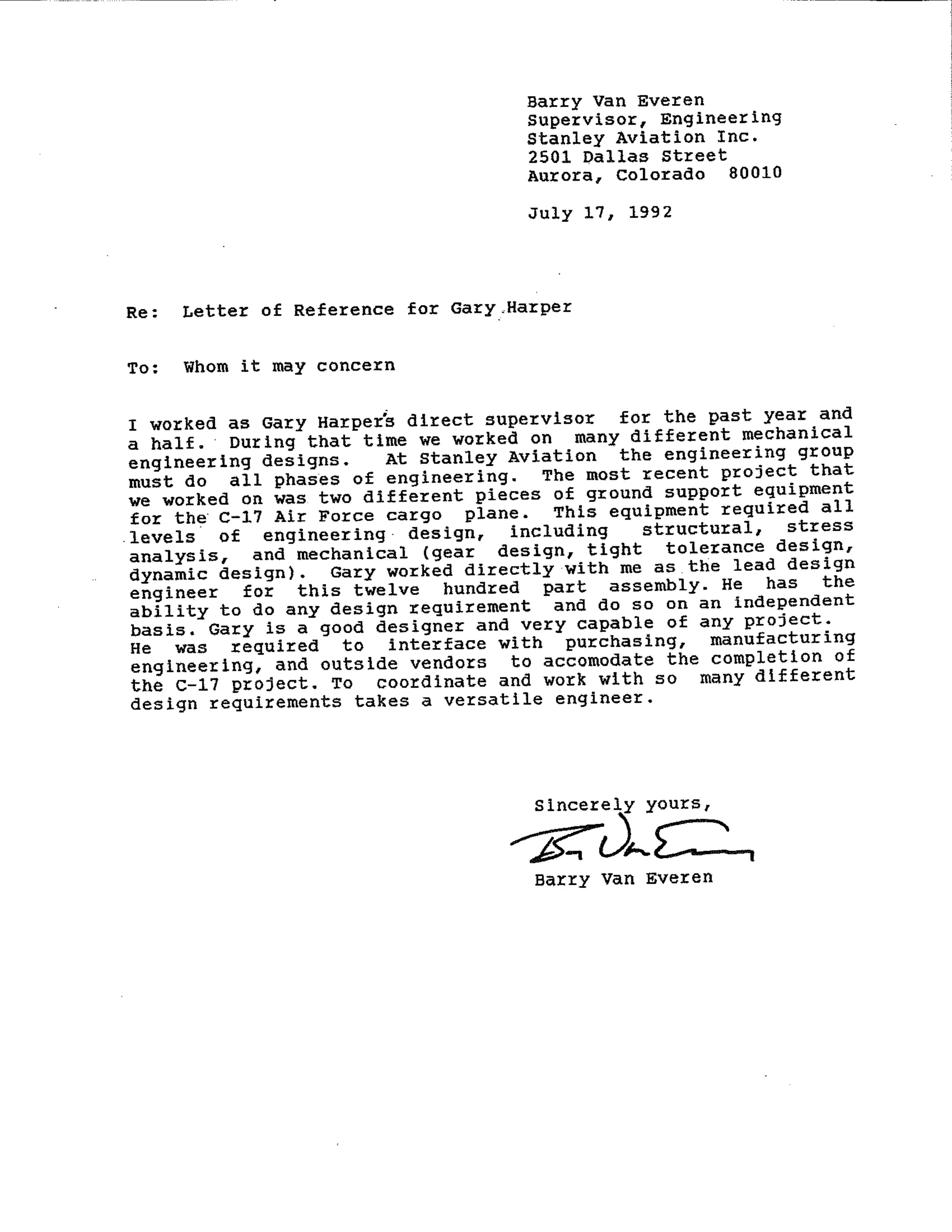 Recommendation Letter Stanley Aviation | PDF