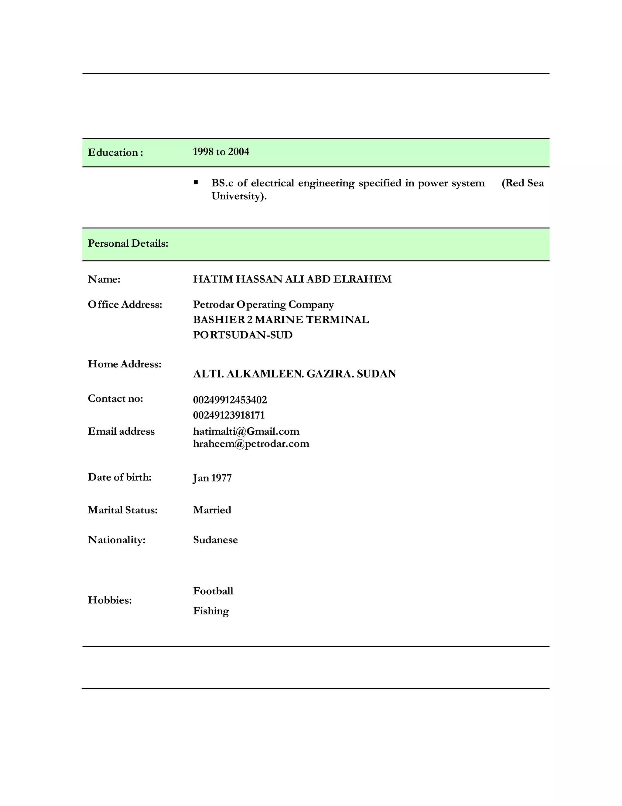 HATIM_HASSAN_ALI--CV (1) | PDF