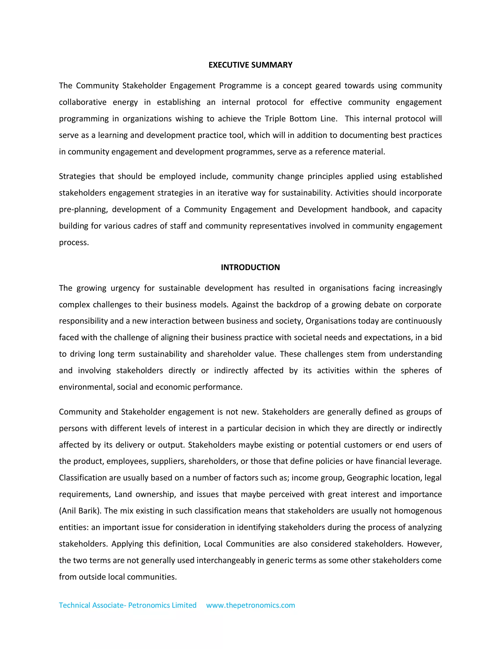 Community Stakeholder Engagement Programme(CEP) | PDF