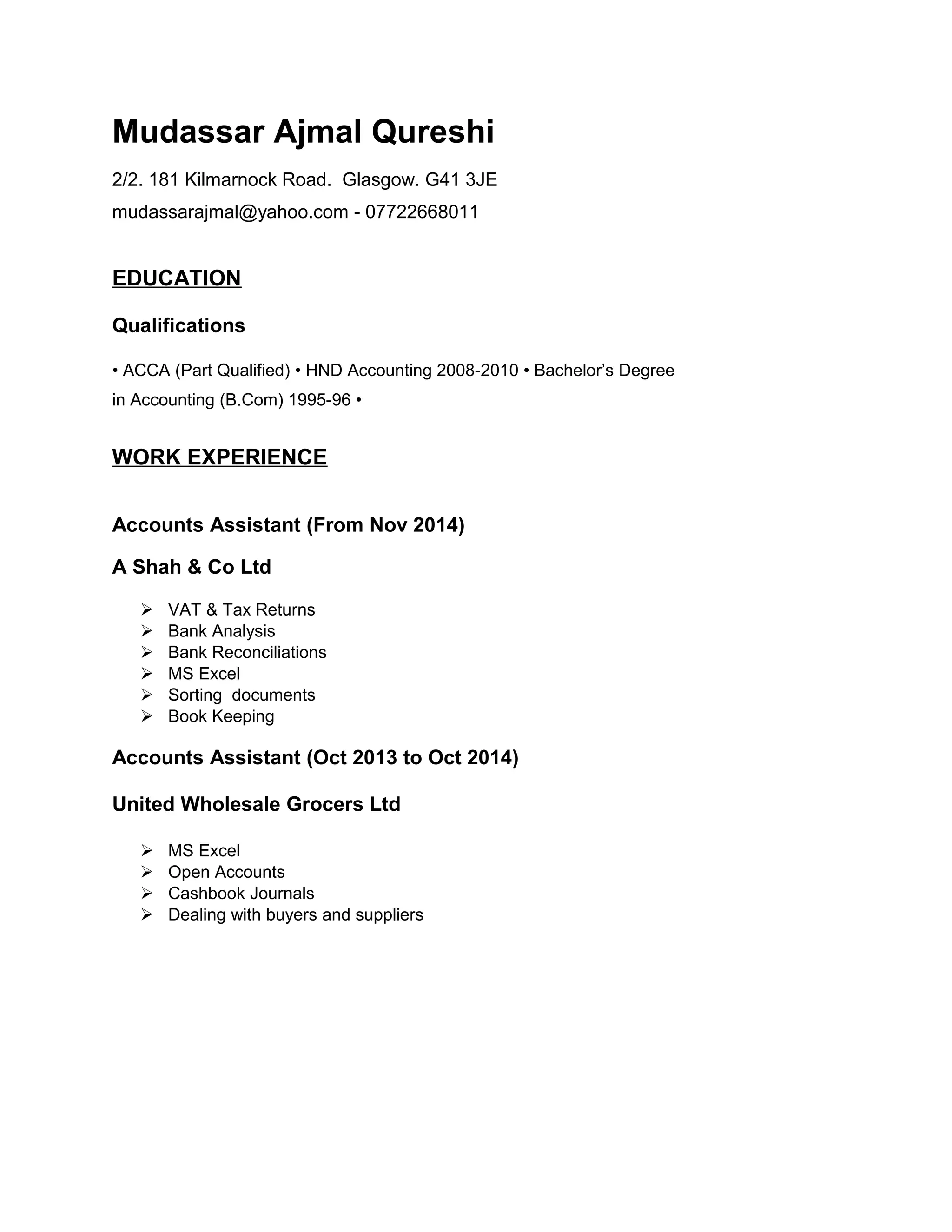 Mudassar Qureshi CV | PDF