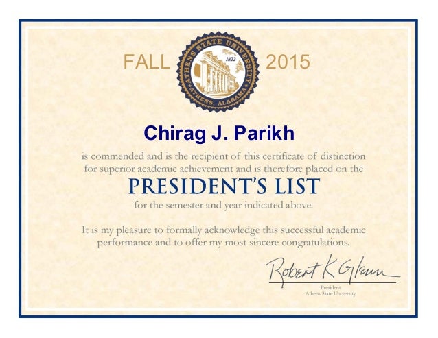 FALL 2015 President Certificate