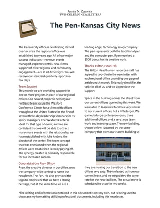 Two-Column Company Newsletter | DOCX