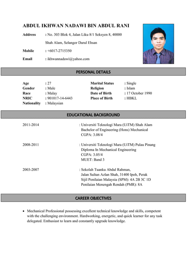 CV ABDUL IKHWAN NADAWI | PDF | Civil Engineering Industry | Industries