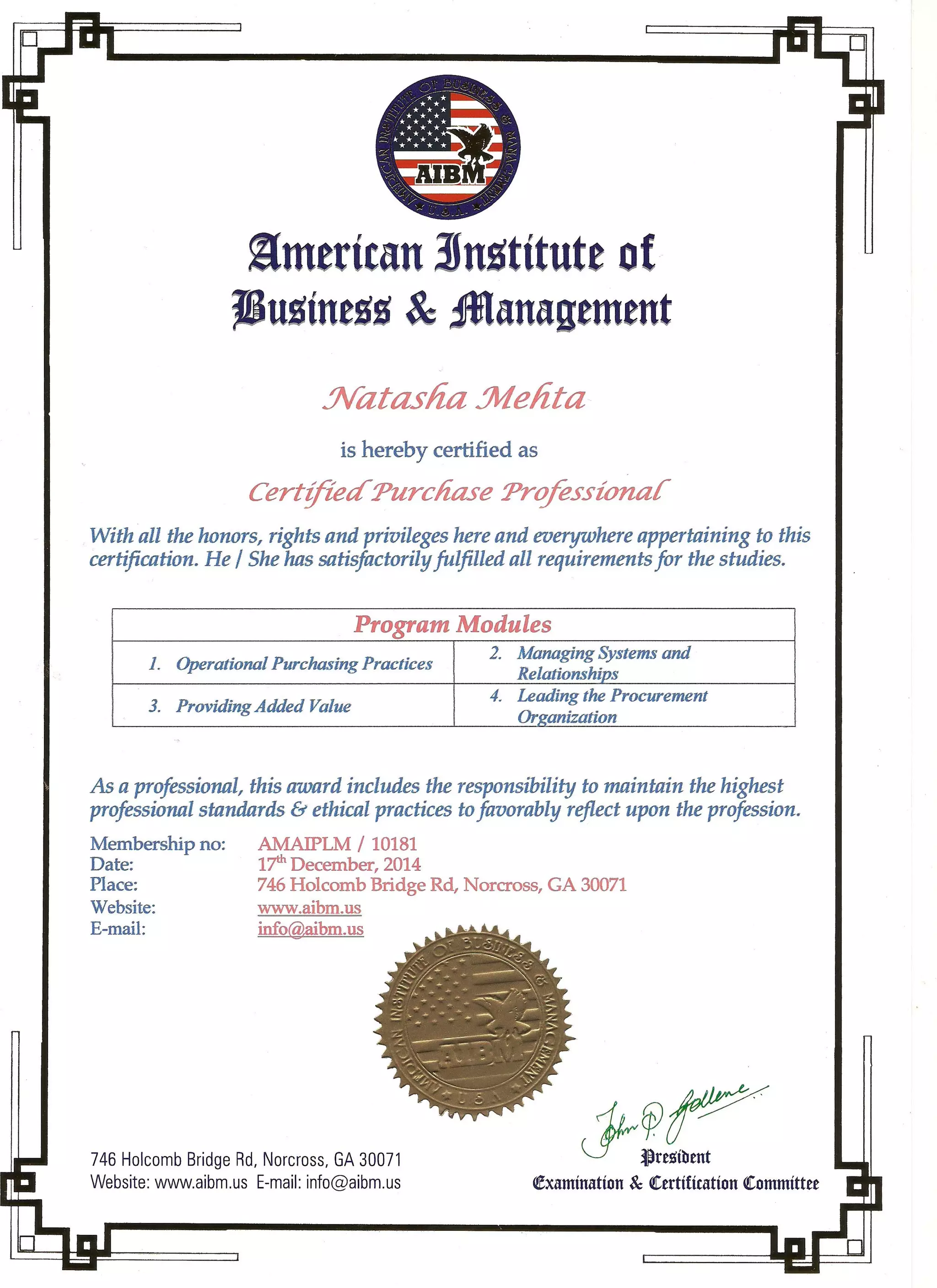 CPP Certificate | PDF